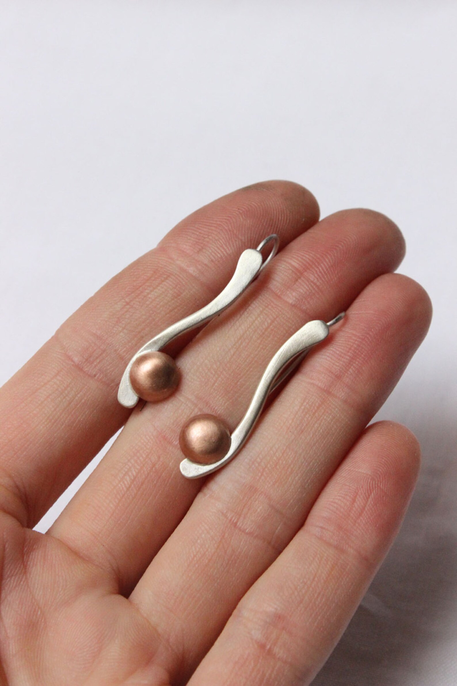 Line and Point II Short Earrings With Sleek Linear Hand Forged - Etsy