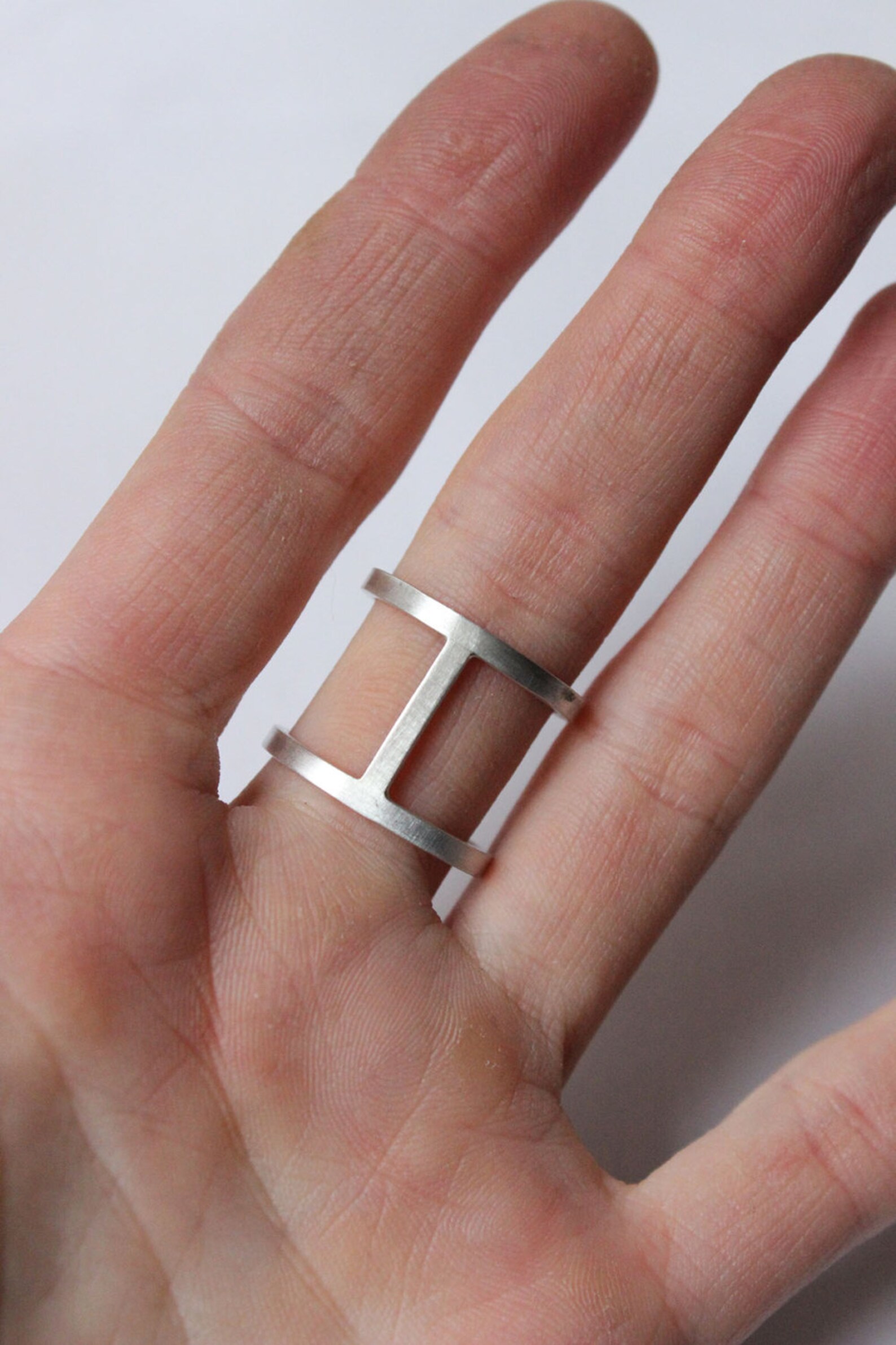 Sterling Silver Double Ring Silver Cage Ring Simple Ring | Etsy