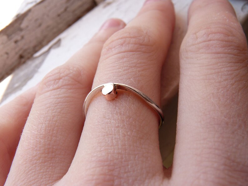 Two small Dot rings Sterling silver and copper Stacking | Etsy