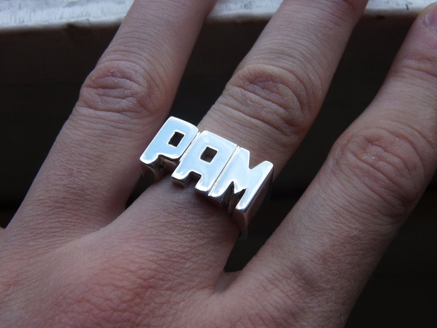 XL Personal Ring Sterling silver Signet ring Name Initials | Etsy