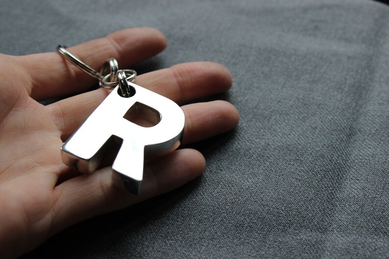 Letter Keychain Custom Made of Sterling Silver Made to Order - Etsy