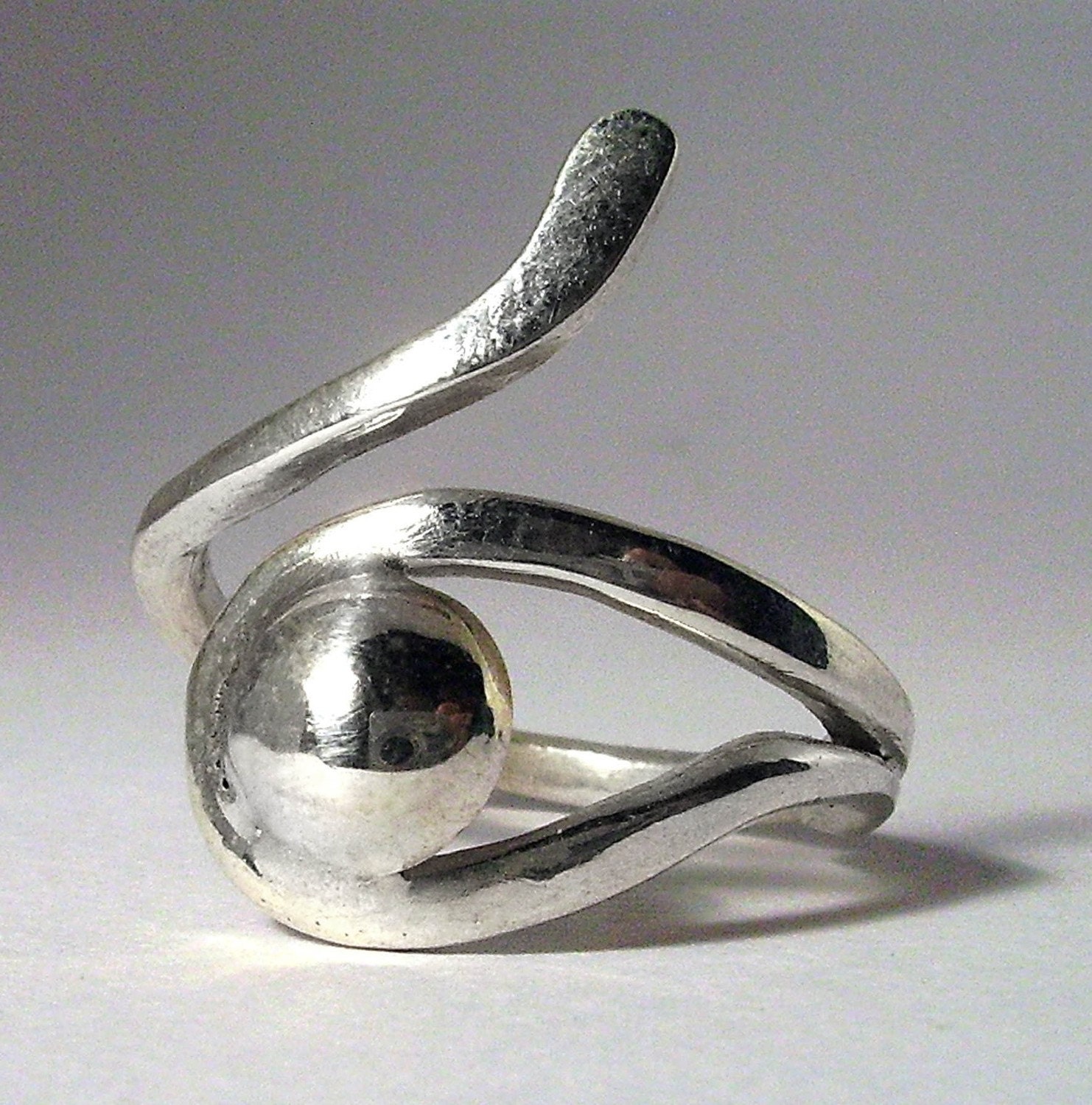 Ring Sterling Silver Adjustable Line and Point Ring Made | Etsy