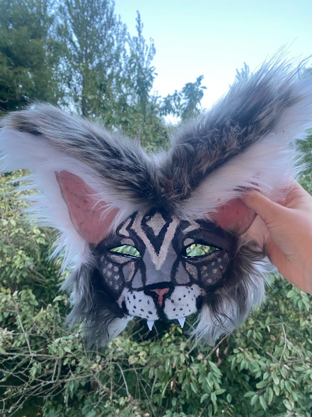 Therian Feline Gray Tabby Lynx Tiger Kitten Cat Mask Quadrobics Gear ...