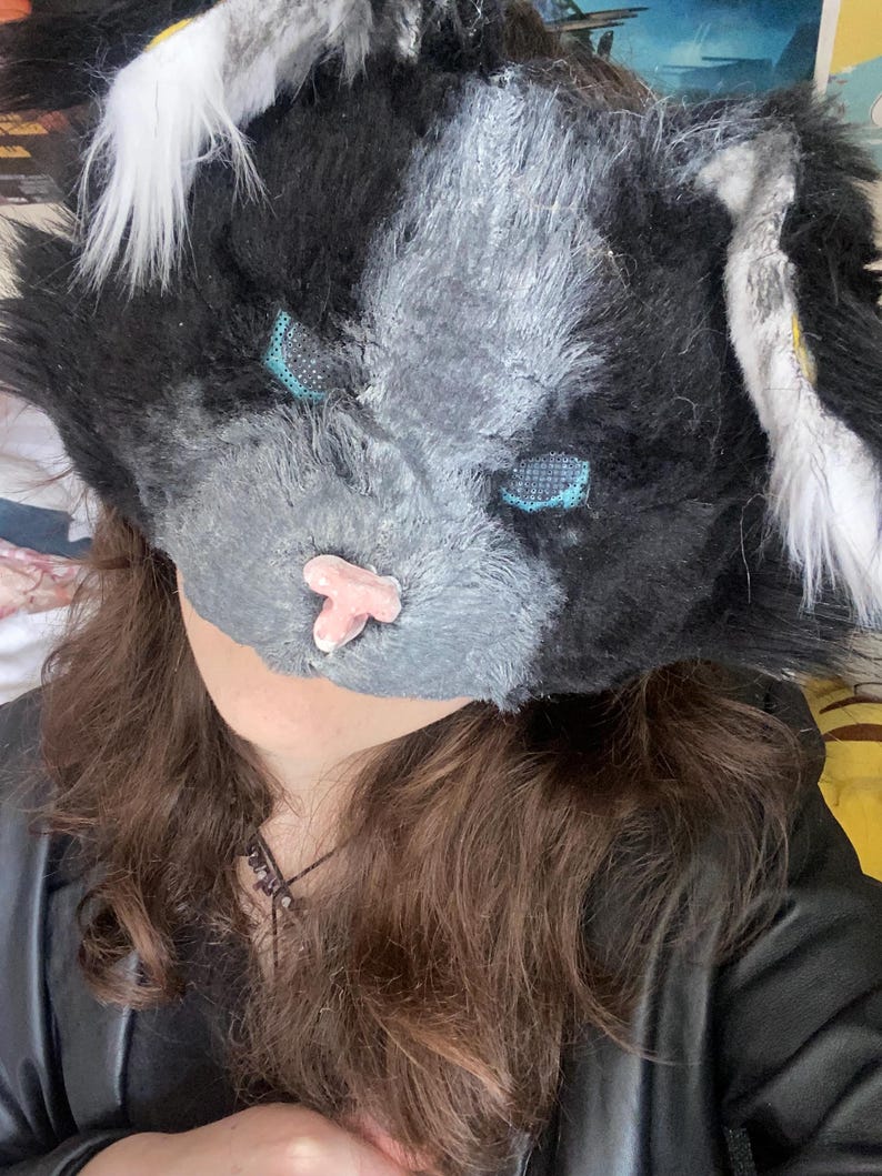 Fully Furred Therian Puppy Posable Ears Canine Dog Cat Mask Quadrobics ...