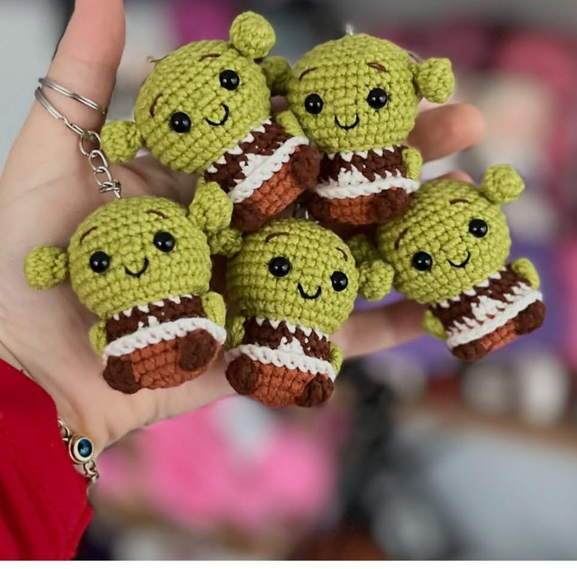 Crochet Shrek Keychain ,handmade Amigurumi Movie Charm,movie Fan Gift ...