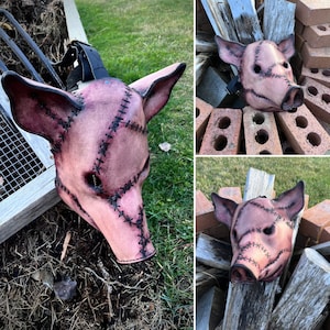 Creepy Leather Pig Mask: Horror Costume, Handmade Cowhide - Etsy