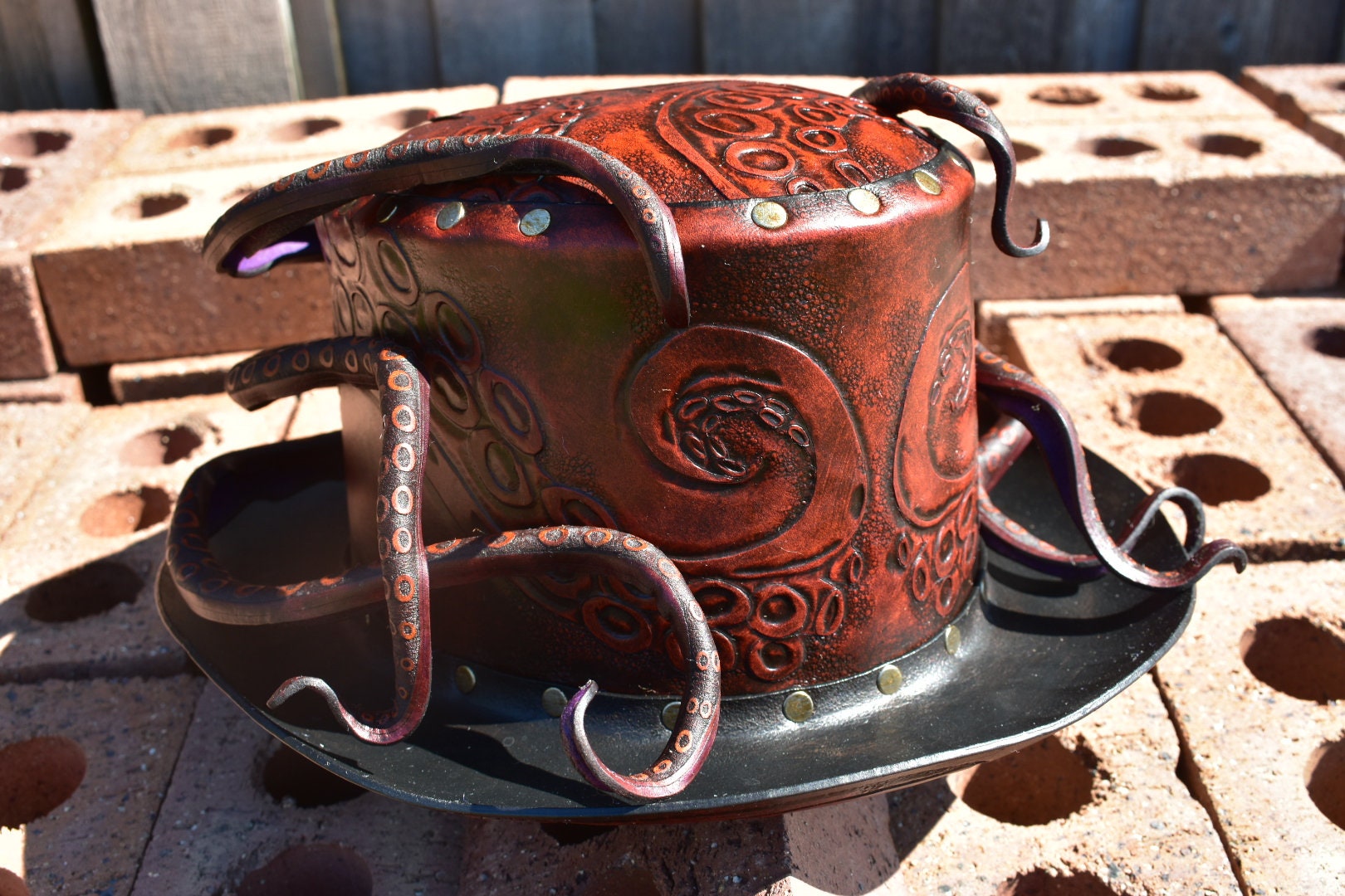 Leather steampunk Octopus Top hat