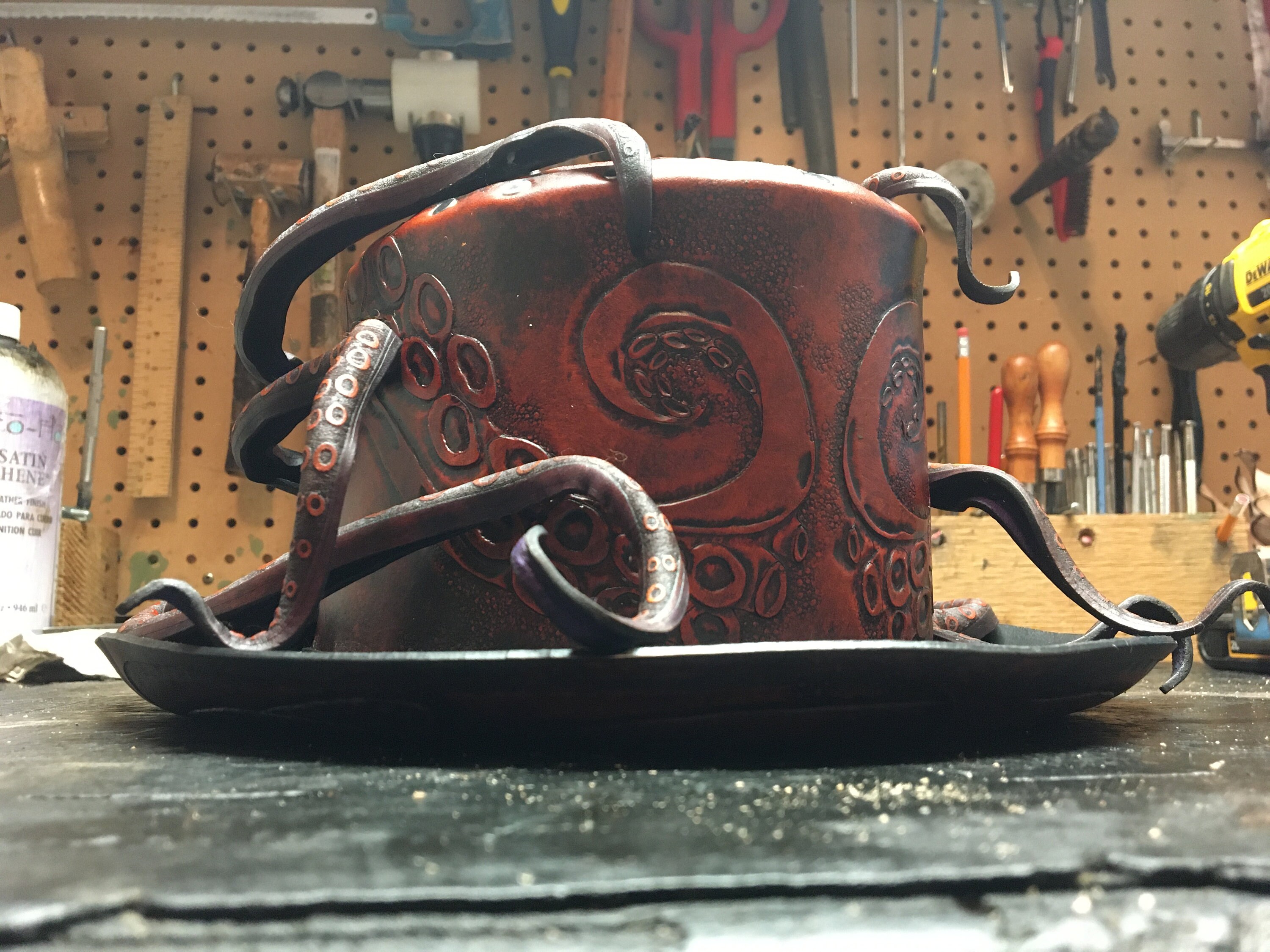 Leather steampunk Octopus Top hat