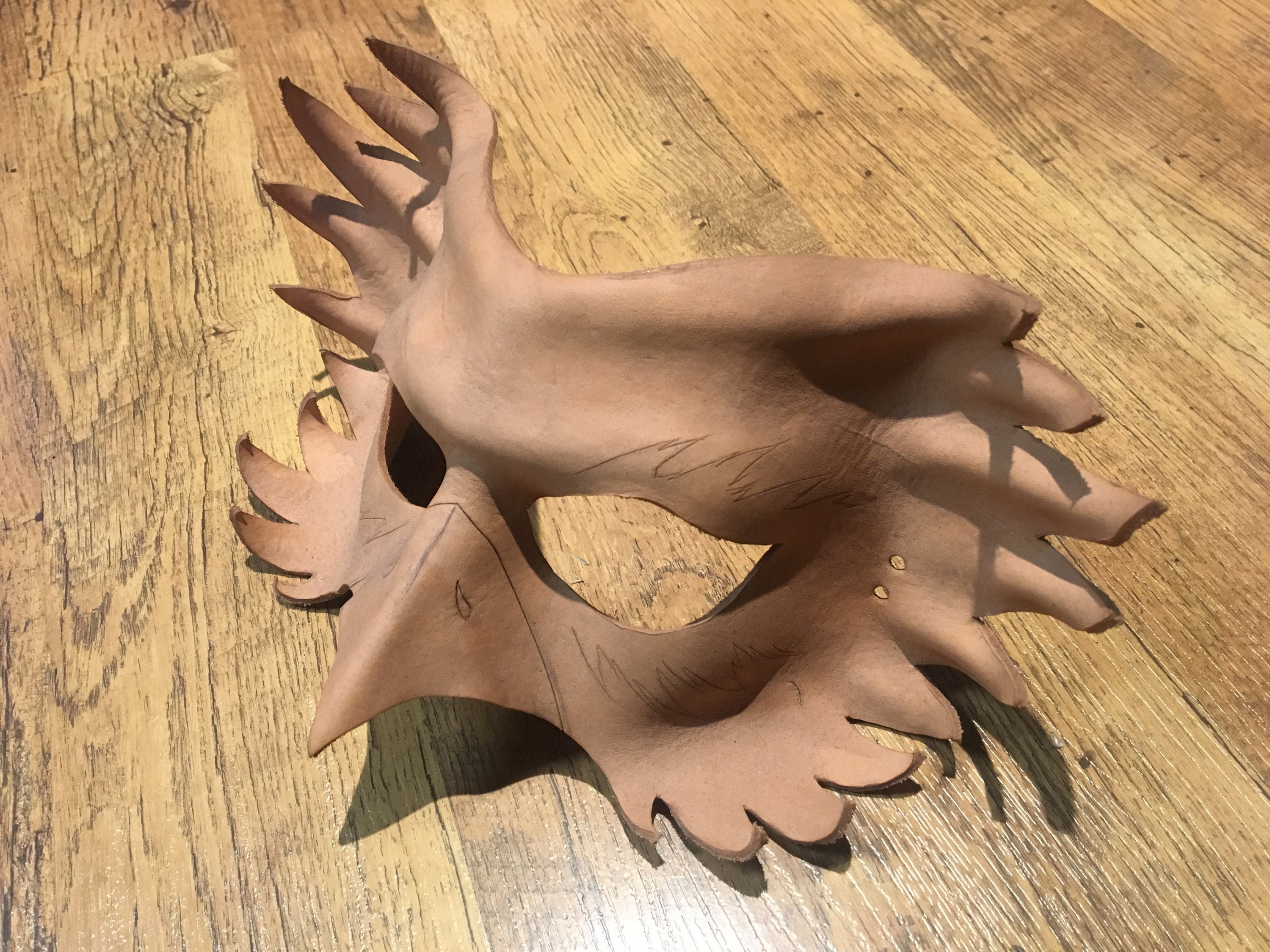 Unfinished leather bird mask