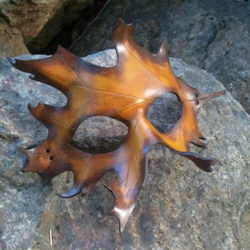 Green Leather Oak Leaf Mask - Etsy