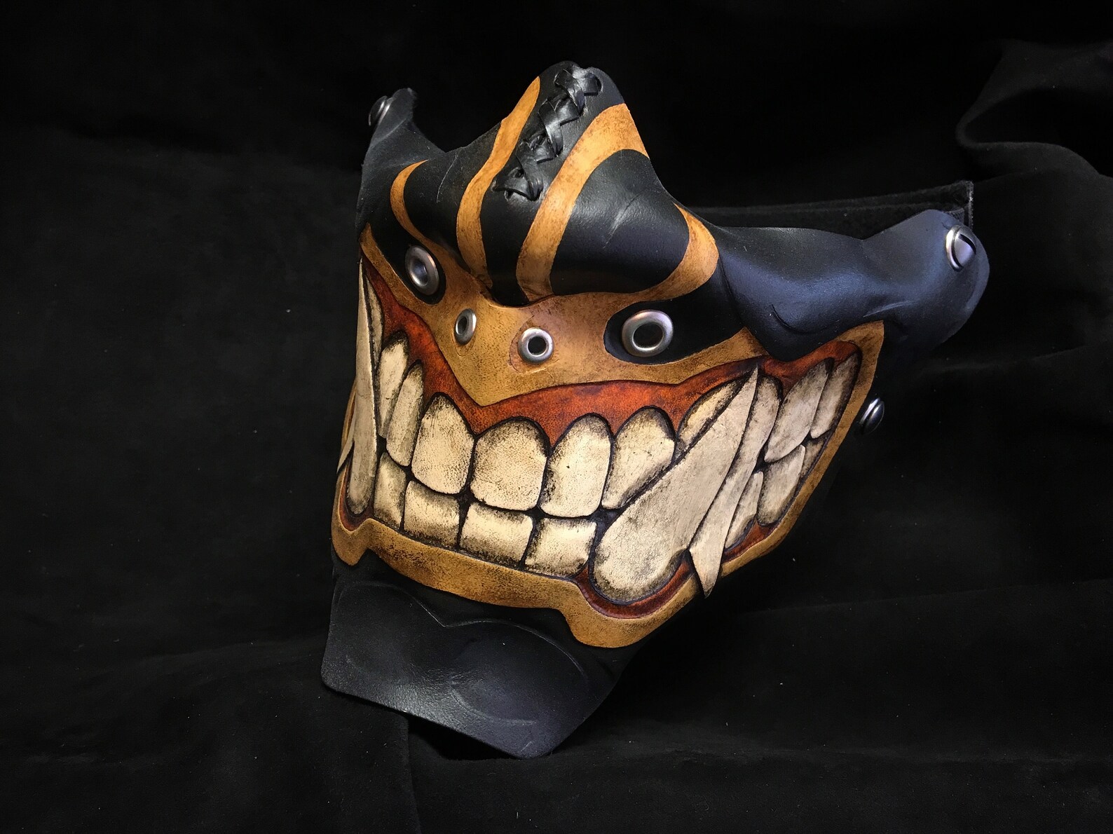 Leather Oni Kabuki Half Mask: Biker Motorcycle Bug Guard - Etsy
