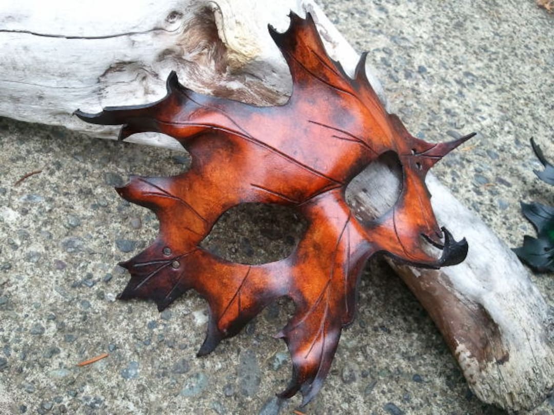 Leather Leaf Mask Inspired by the Mighty Oak Tree Leaves - Etsy