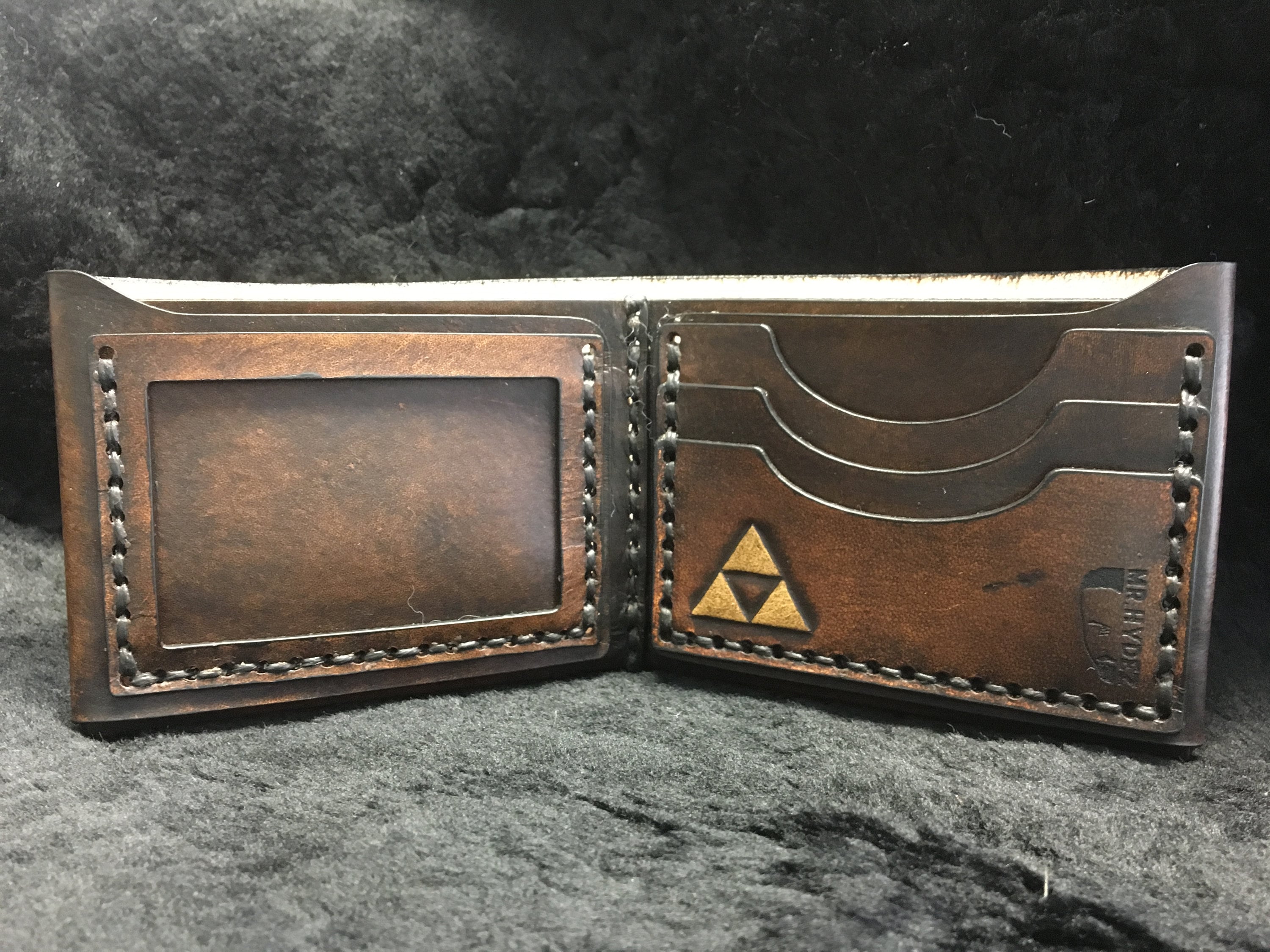 Leather Zelda Triforce Hyrule Wallet - Brown leather gamer wallet
