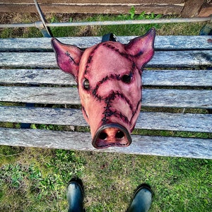 Creepy Leather Pig Mask: Horror Costume, Handmade Cowhide - Etsy