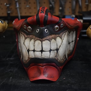 Leather Oni Kabuki Half Mask: Biker Motorcycle Bug Guard - Etsy