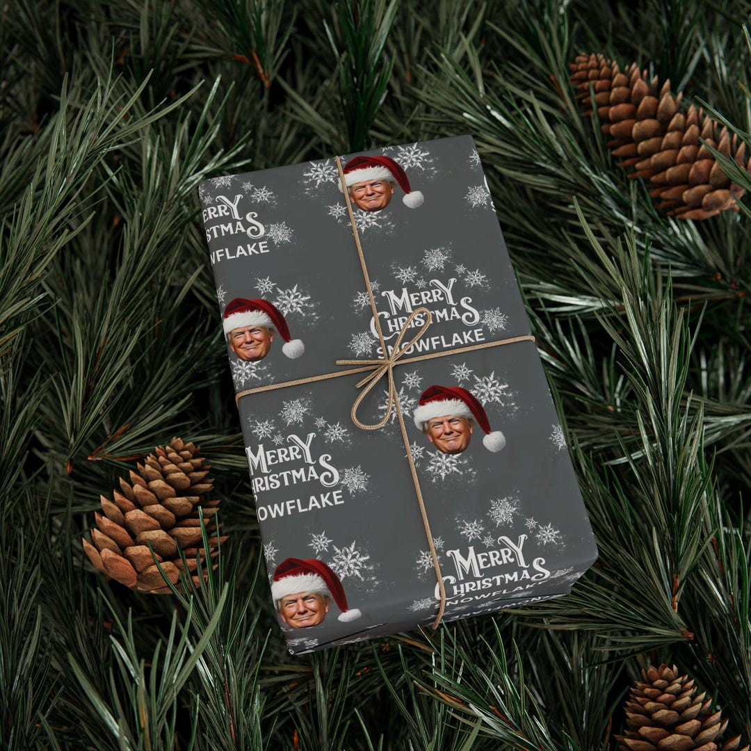 Trump Christmas Wrapping Paper | Trump Gift |merry Christmas Snowflake ...