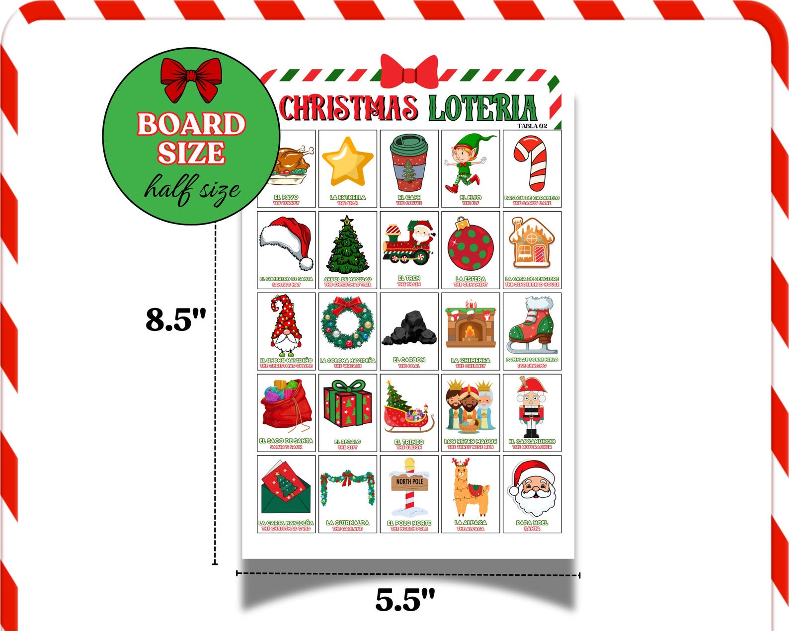 Christmas Loteria| 50 Boards/54 Card Deck| Spanish & English| Loteria ...