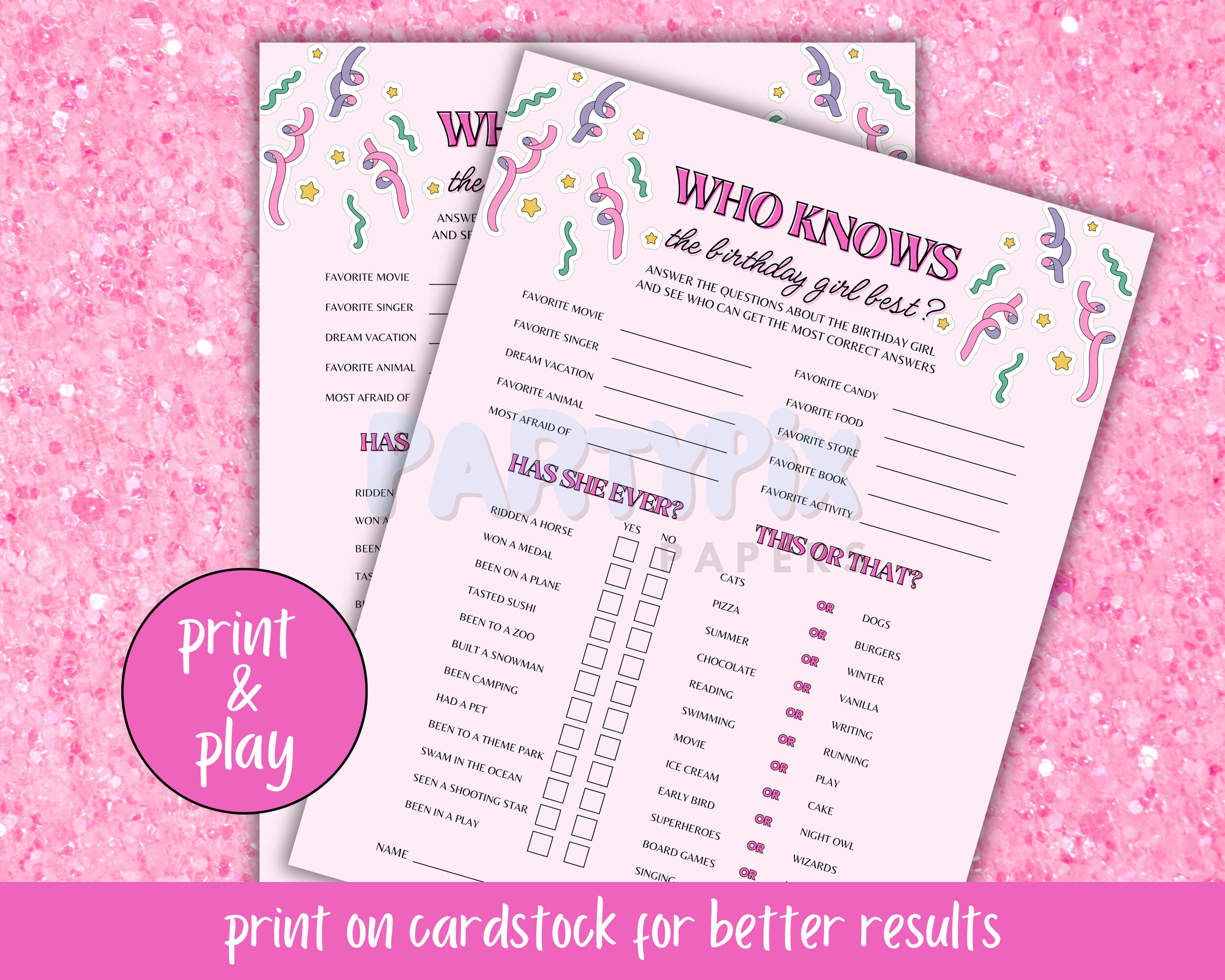 Editable Who Knows the Birthday Girl Best Canva Printable Birthday ...