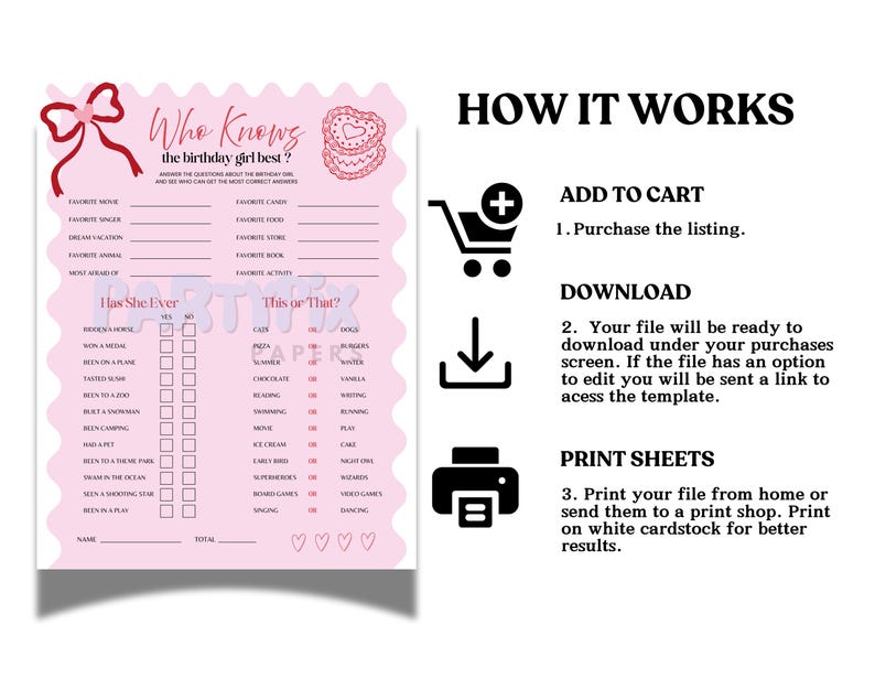 Birthday Girl Trivia Game, Editable Party Quiz (digital Download) Who ...