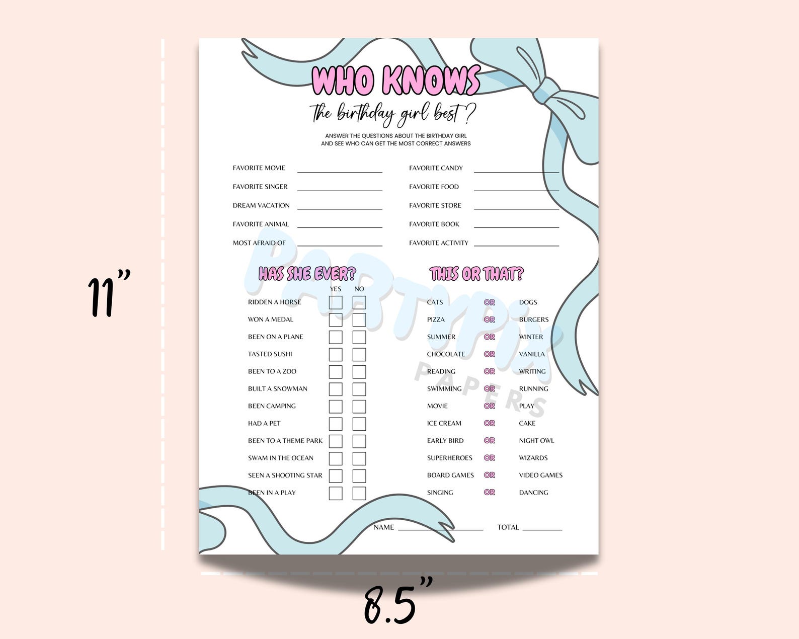 Editable Who Knows the Birthday Girl Best Canva Printable Birthday ...