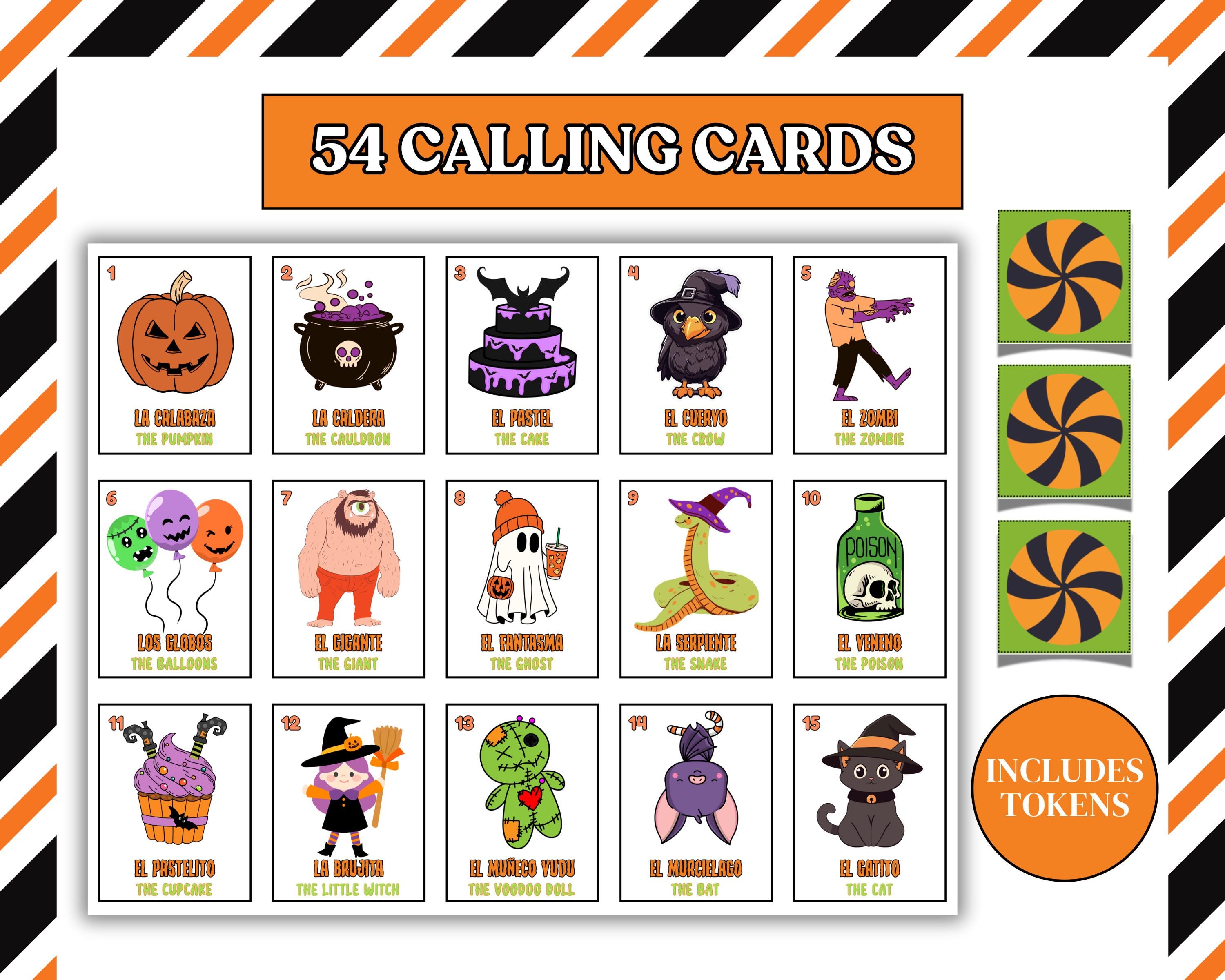 Halloween Lotería Game Bilingual Spanish & English 50 Boards 54 Card ...