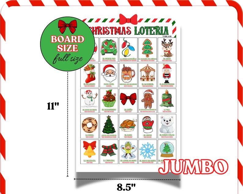 Christmas Loteria| 50 Boards/54 Card Deck| Spanish & English| Loteria ...