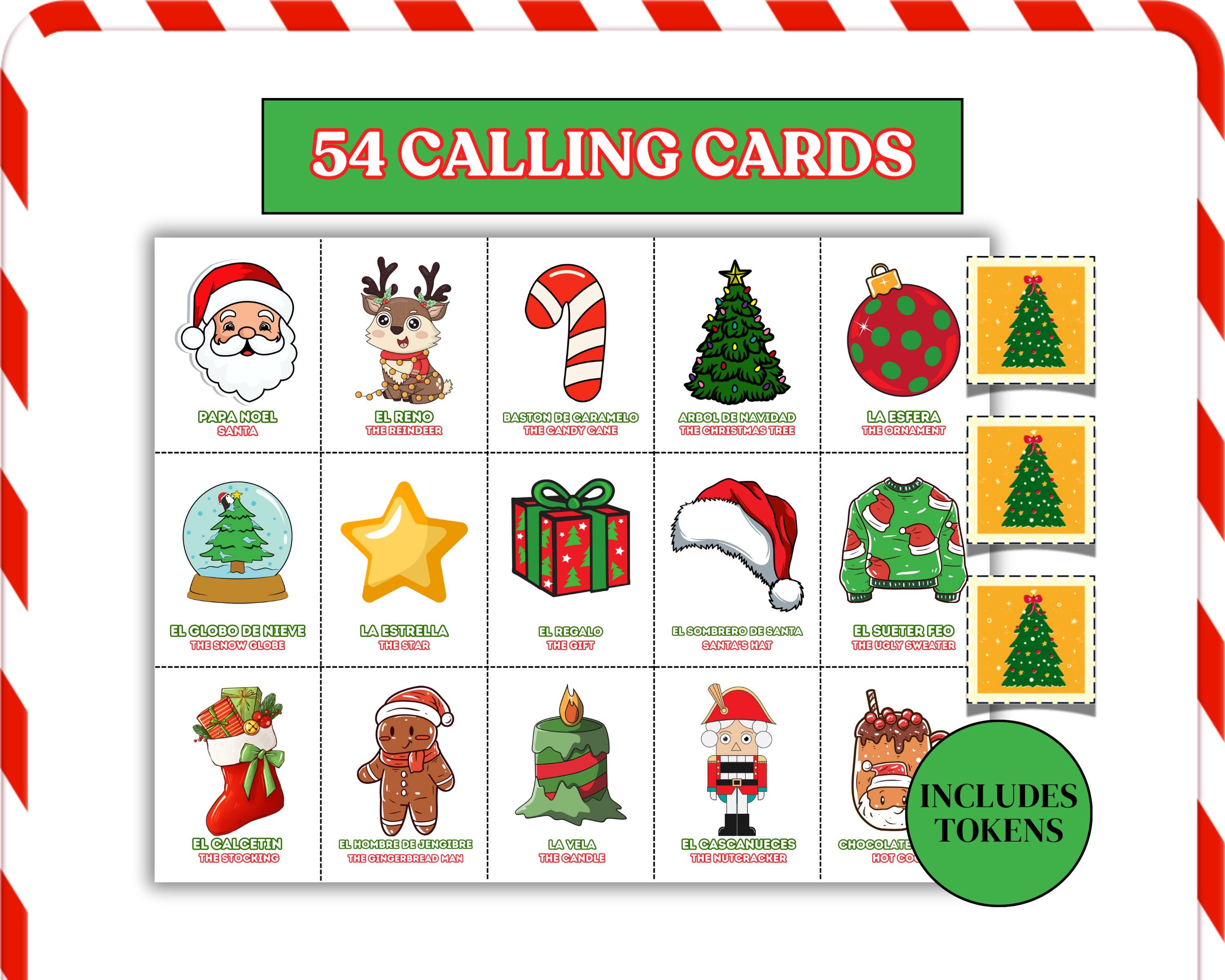 Christmas Loteria| 50 Boards/54 Card Deck| Spanish & English| Loteria ...