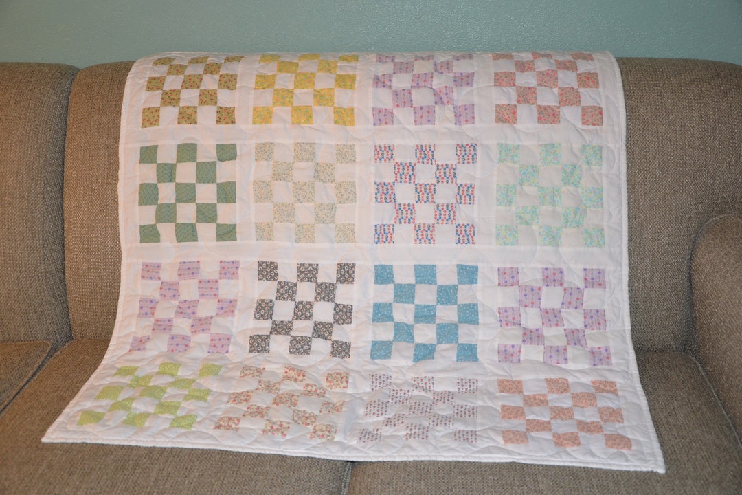Scrappy Table Quilt Mini Quilt Lap Quilt One of a Kind in Vintage ...
