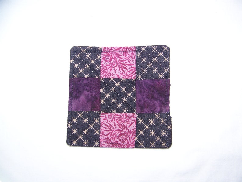 Purple and Black Nine Patch Quilted Coaster 1 | Etsy