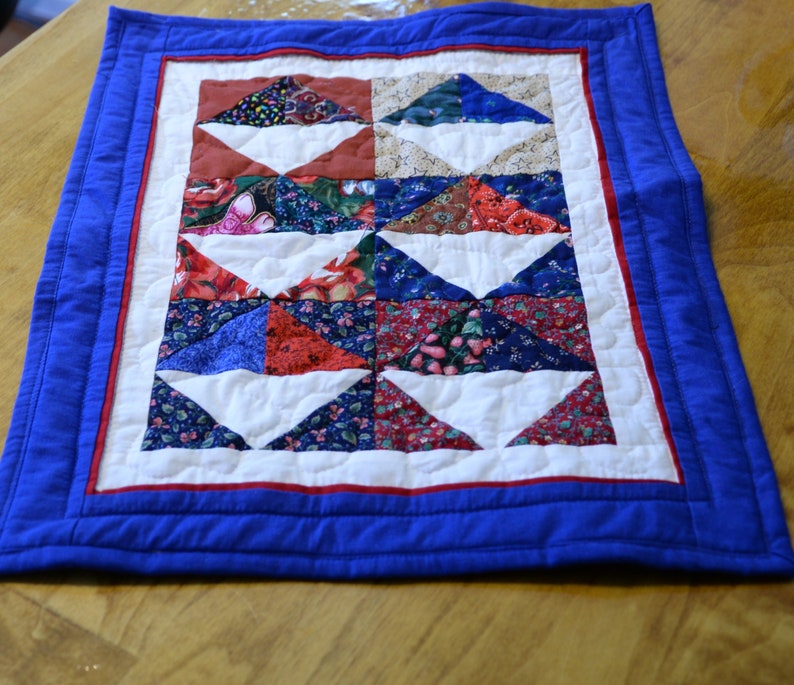 Mini Quilt or Mug Rug Table Mat Scrappy Triangles - Etsy