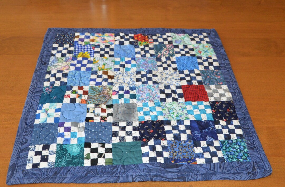Scrappy Mini Nine Patch Mini Quilt One of A Kind OAK - Etsy