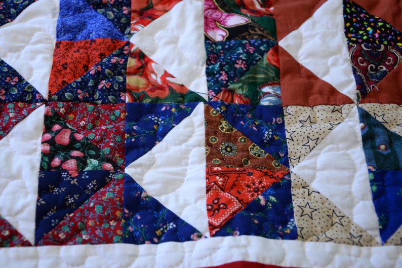 Mini Quilt or Mug Rug Table Mat Scrappy Triangles - Etsy