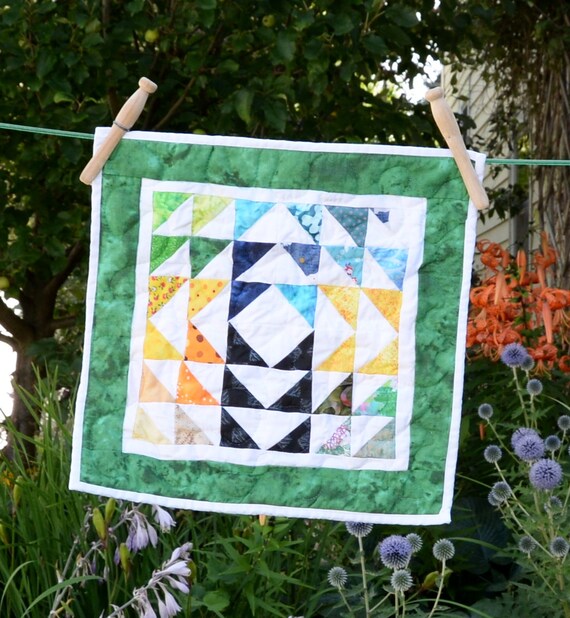 Scrappy Triangles Table Mat Mug Rug Coaster Mini Quilt | Etsy