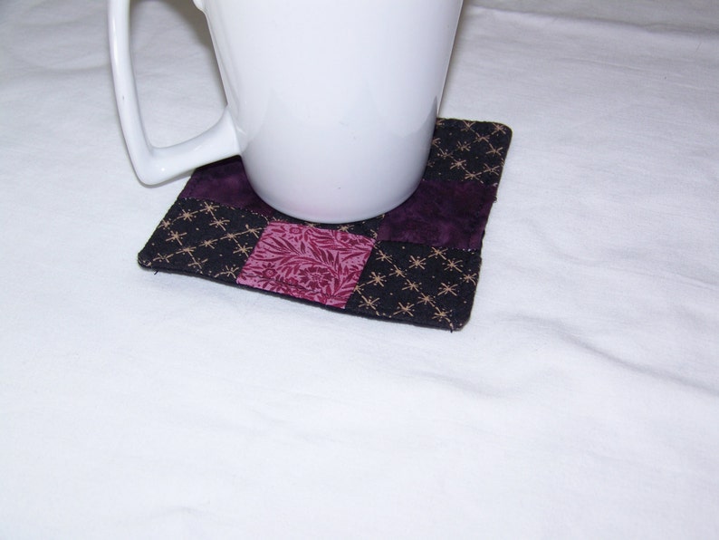 Purple and Black Nine Patch Quilted Coaster 1 | Etsy