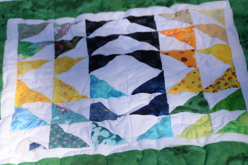 Scrappy Triangles Table Mat Mug Rug Coaster Mini Quilt | Etsy