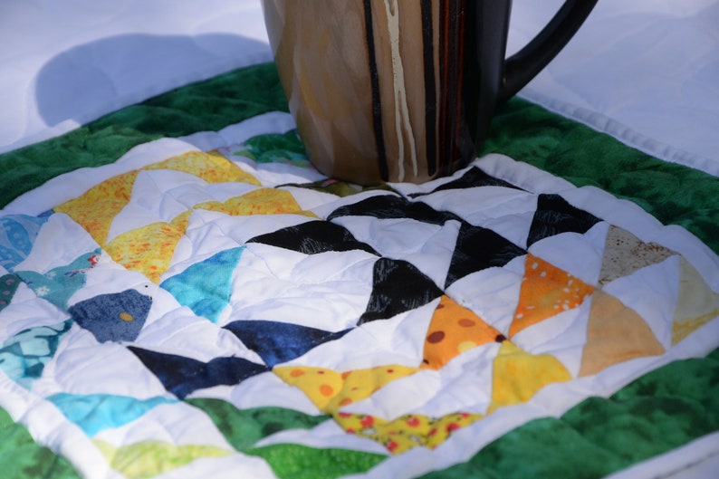 Scrappy Triangles Table Mat Mug Rug Coaster Mini Quilt | Etsy