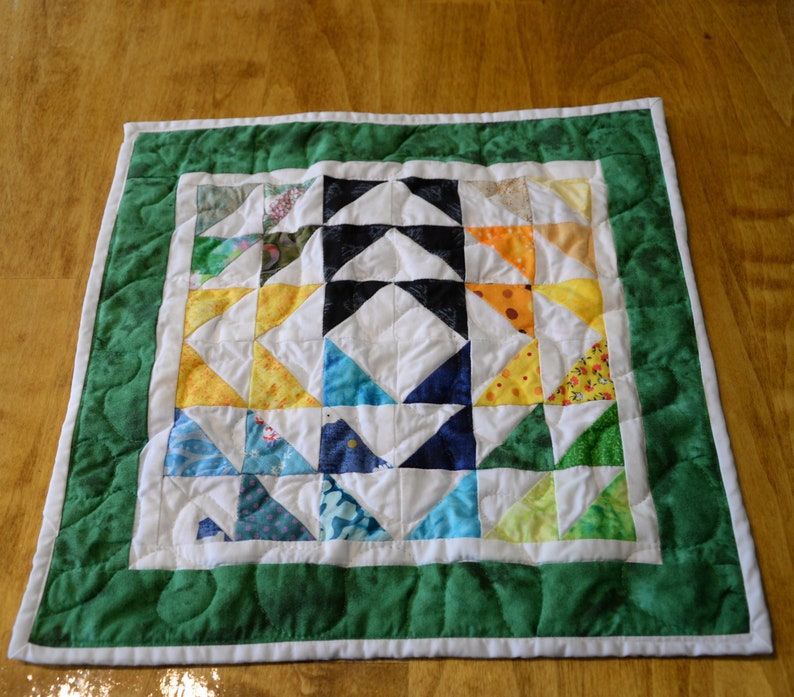 Scrappy Triangles Table Mat Mug Rug Coaster Mini Quilt | Etsy