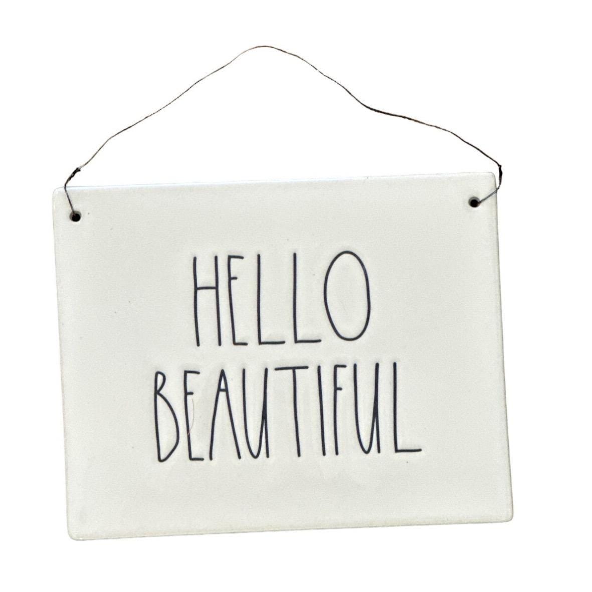 Rae Dunn 6x7 Cermic Sign Hello Beautiful Home Decor New - Etsy
