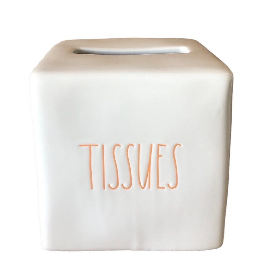 Rae Dunn White and Orange Tissue Box Tissues Farmhouse Bathroom Home ...