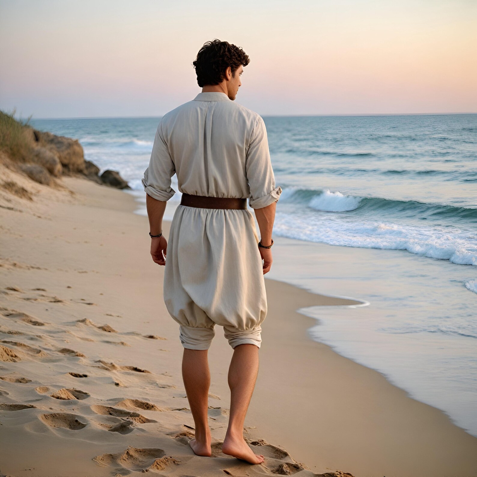 Men's Beach-inspired Linen Tunic Medieval Fantasy Cosplay Costume Light ...