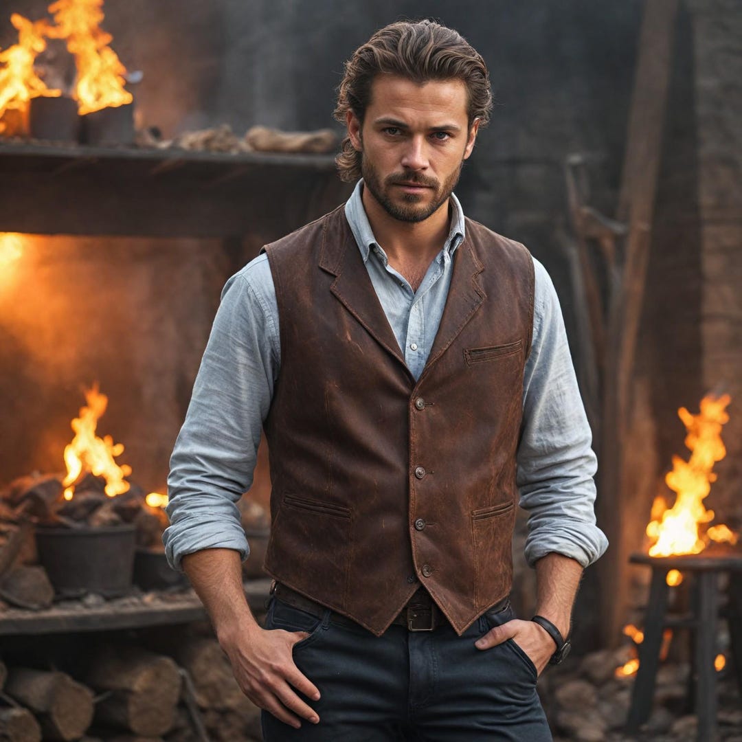 Tailor-made Rugged Leather Vest | Vintage Forge Festival Waistcoat ...