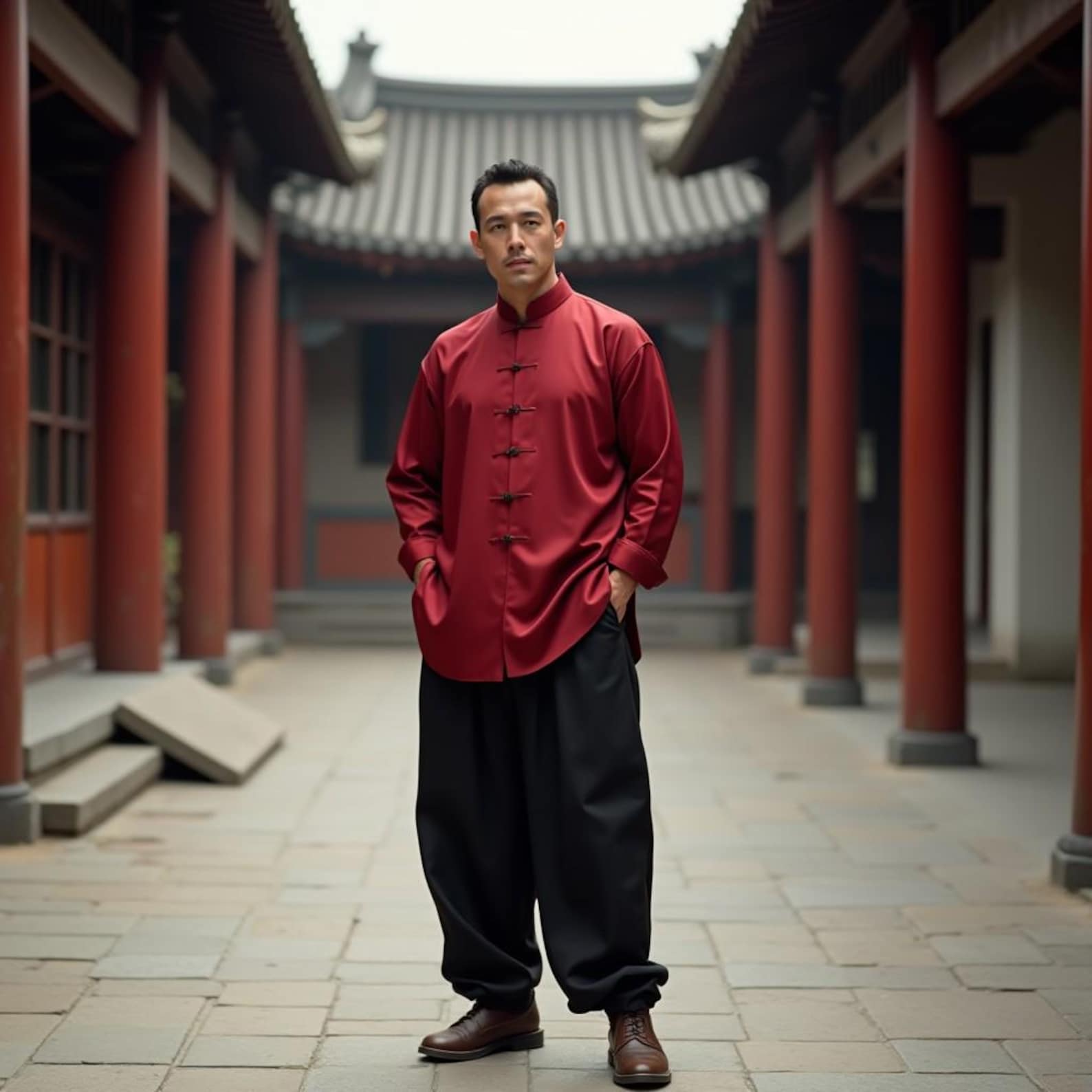 Traditional Chinese Tang Suit for Men | Elegant Red Mandarin Collar ...