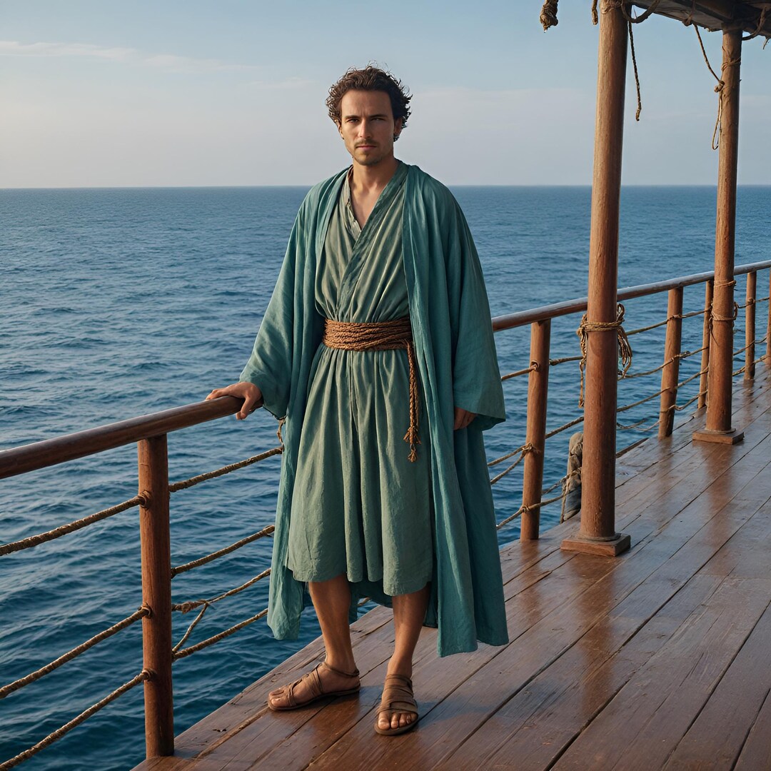 Teal Traditional Ancient Robe | Men's Historical Reenactment Attire ...