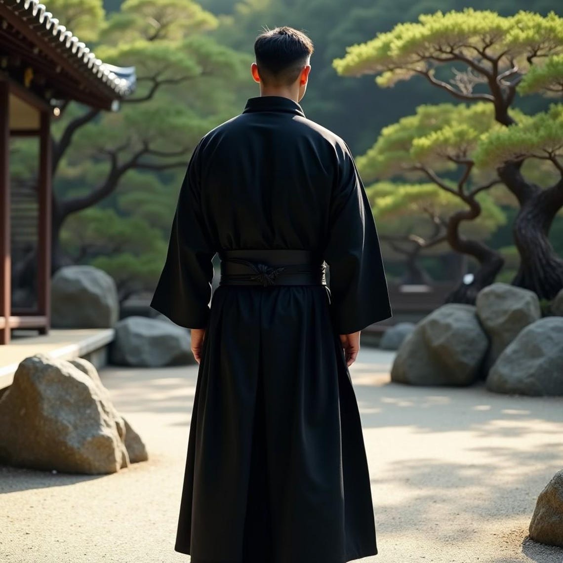 Traditional Zen Monk Robe | Black Samurai Kimono Outfit | Buddhist ...