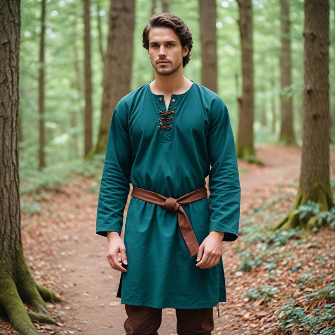Men’s Wanderer Medieval Tunic | Forest Green Renaissance Top | Viking ...
