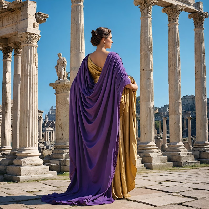 Regal Purple and Gold Roman Toga | Luxurious Ancient Empire Ancient ...