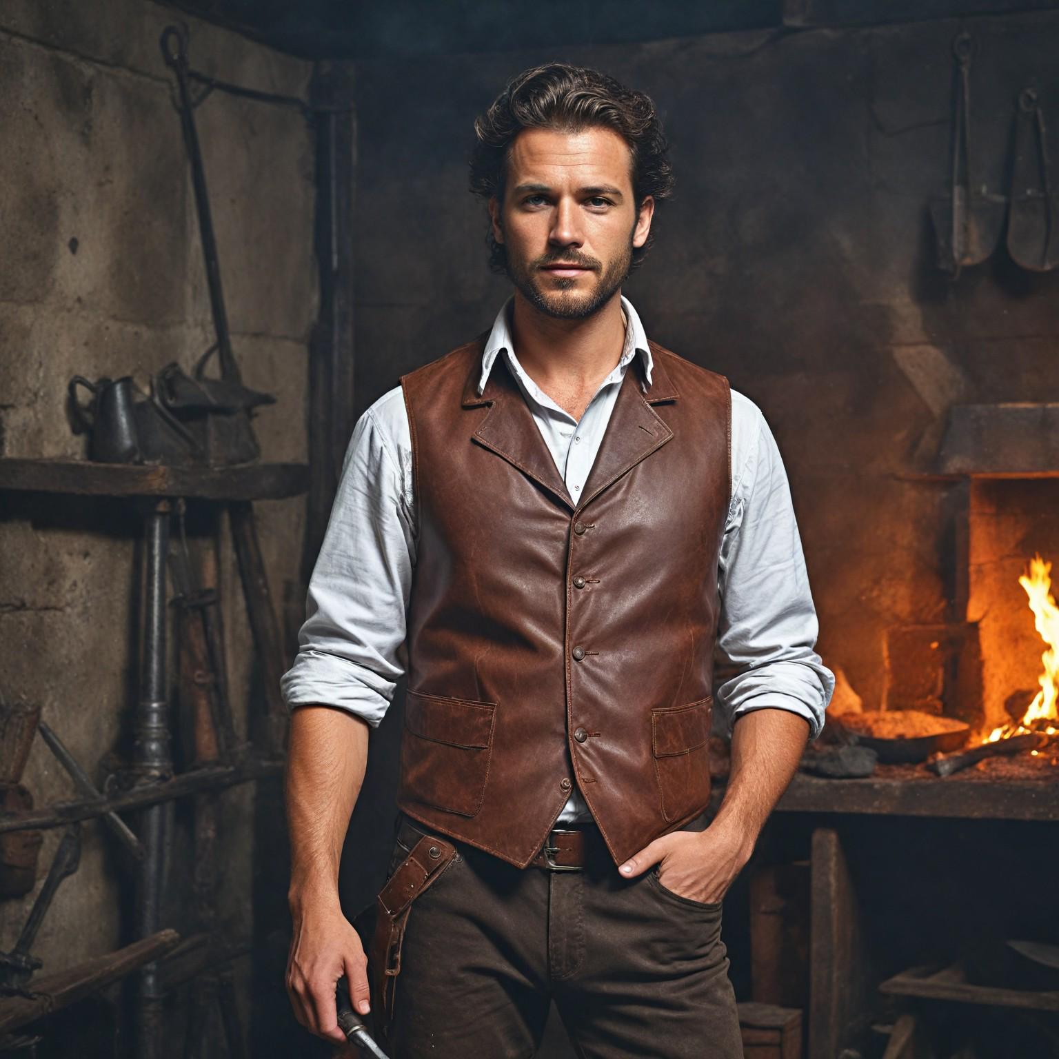 Tailor-made Rugged Leather Vest | Vintage Forge Festival Waistcoat ...