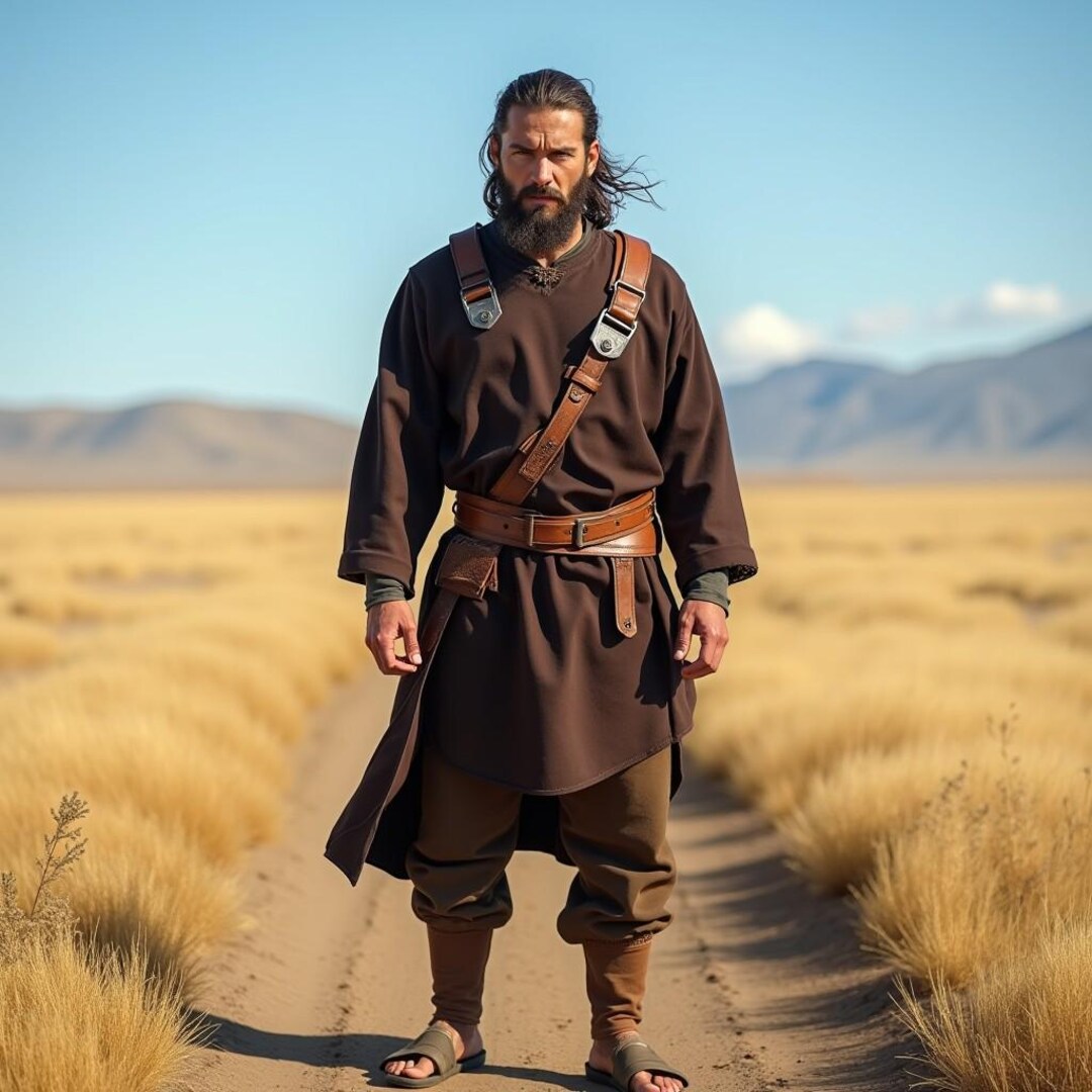 Medieval Nomad Warrior Costume | Brown Tunic Outfit With Belt ...