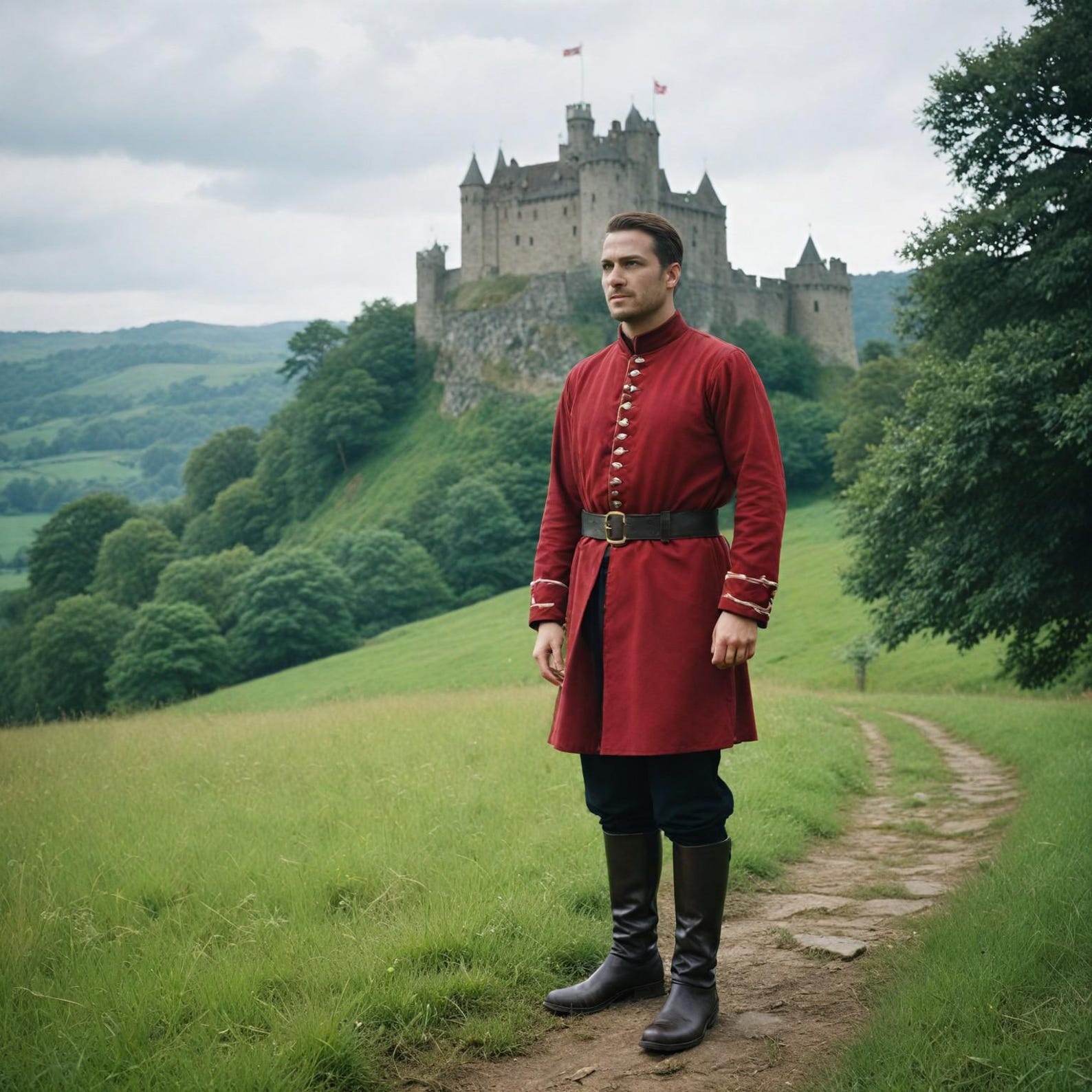 Medieval Nobleman Tunic | Renaissance Fair Costume | Regal Red Long ...