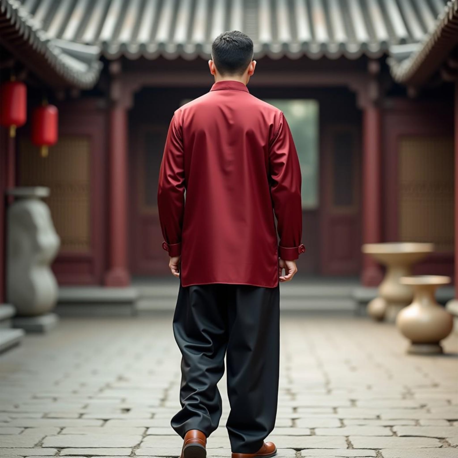 Traditional Chinese Tang Suit for Men | Elegant Red Mandarin Collar ...